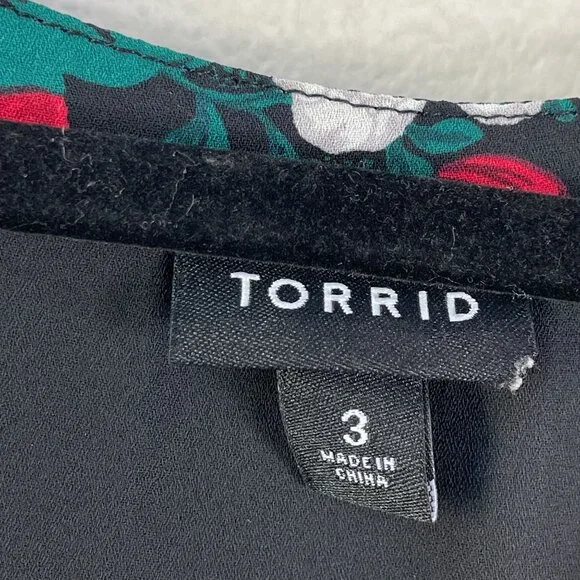 torrid | Tops | Torrid Womens Plus 3x Button Front Floral Blouse Red ...